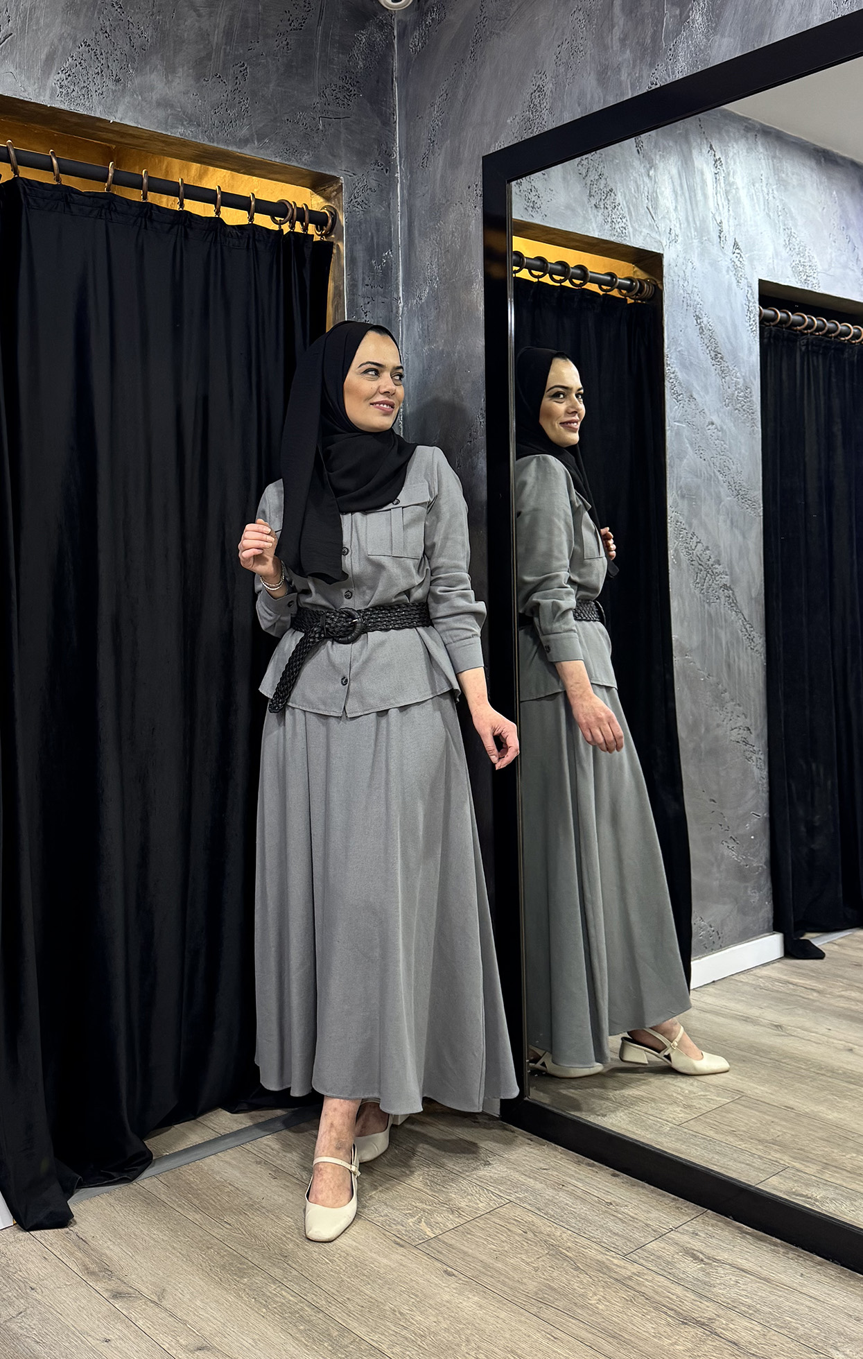 Merwish Safari Etekli Takım GRİ | Studio Nish